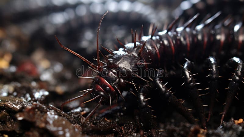 A Close Up of a Large Centipede with Spikes on Its Back, AI Stock ...