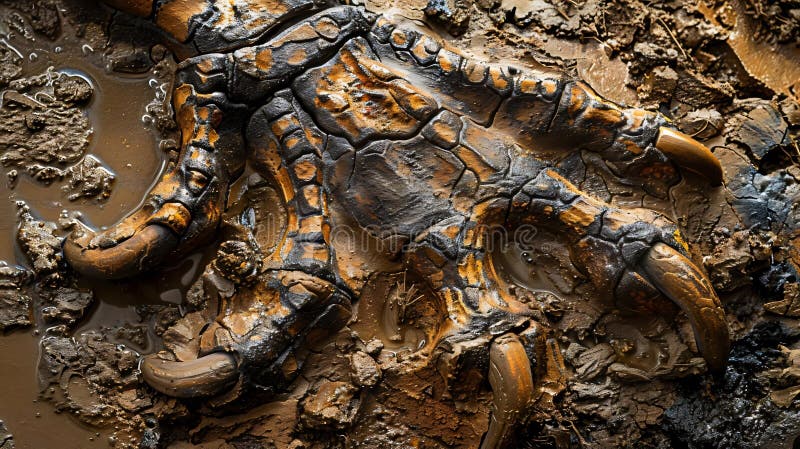 Close-up of a Large Claw Embedded in Textured Earth, Showcasing ...
