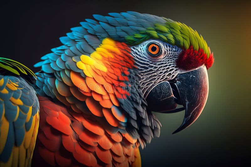 Close Up of Large Colorful Parrot Macaw Close Up Portrait, Generative ...
