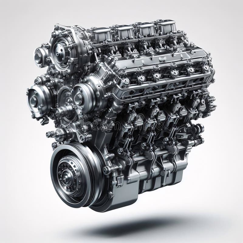 A Close Up of a Large Engine with Many Cylinders Stock Photo - Image of ...