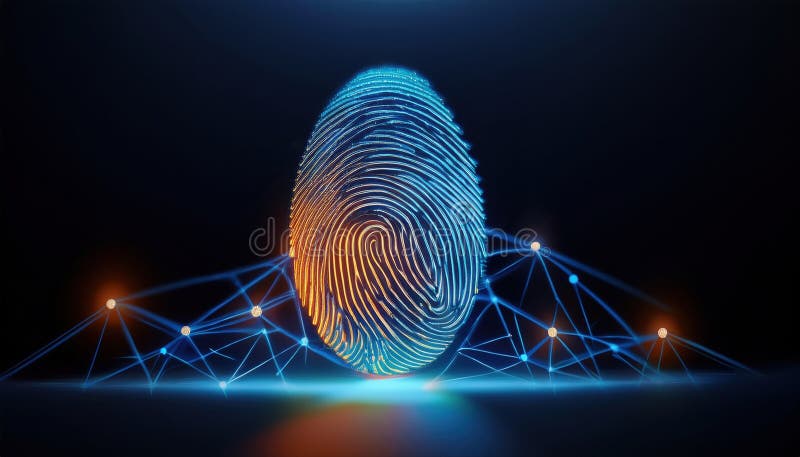 Close-up of a Large Fingerprint with Digital Wireless Network ...