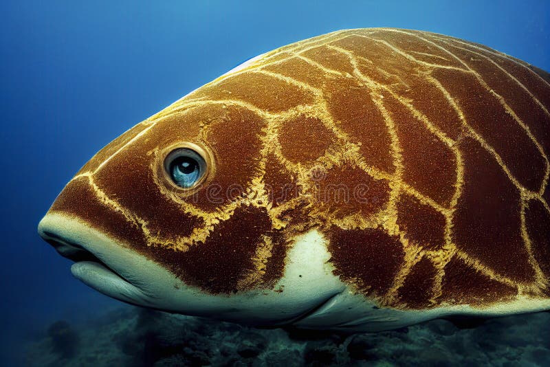 A Close Up of a Large Fish Deep Underwater Stock Illustration ...