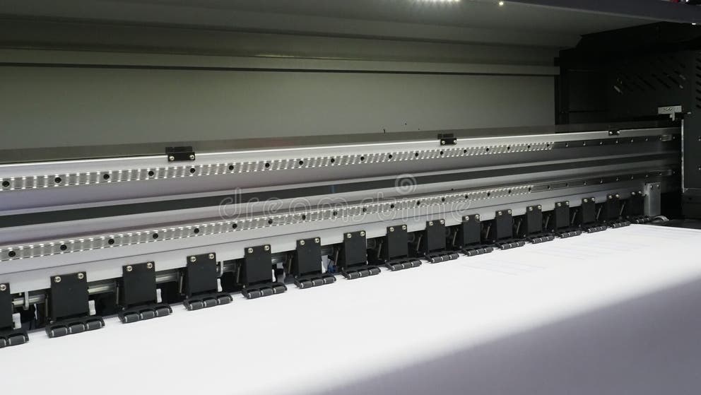 A Close Up of a Large Format Inkjet Printer in Operation Stock Photo ...