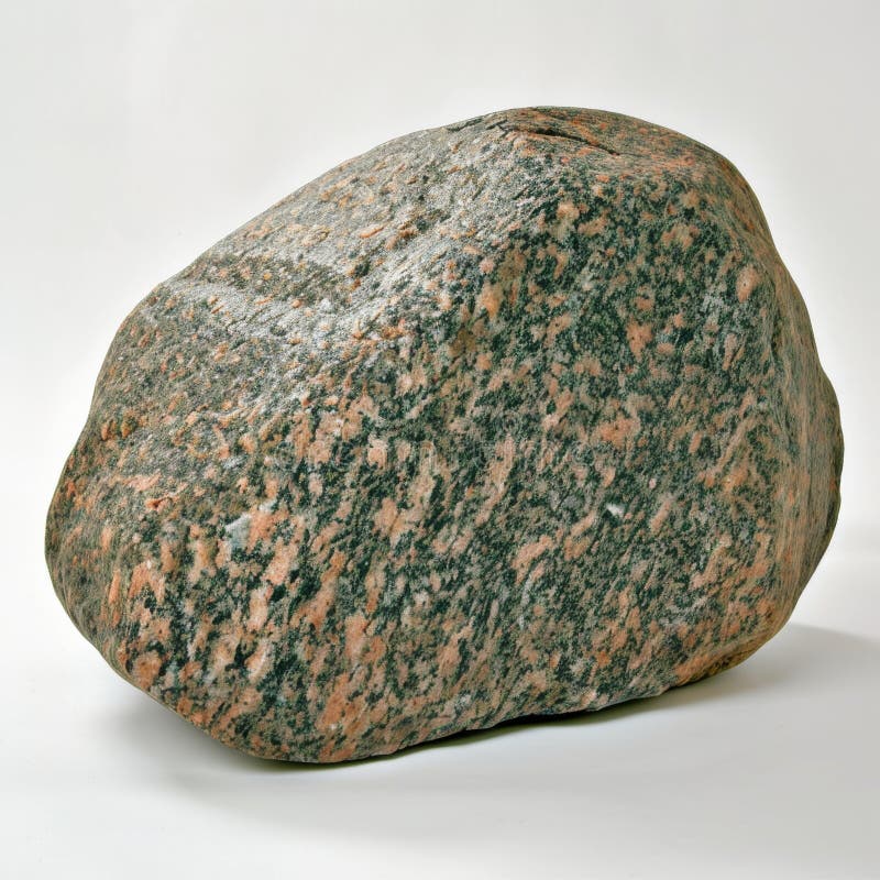 Closeup of a Large Granite Boulder with Unique Patterns on a White ...
