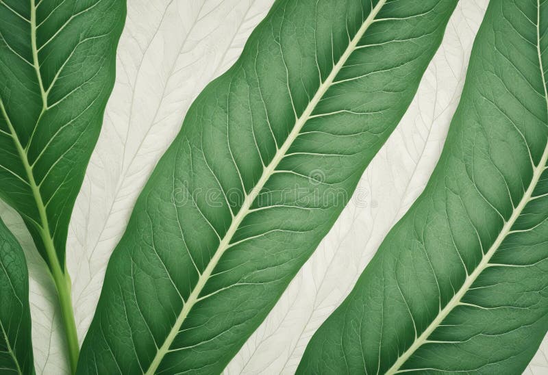 Close Up of Large Green Leaves, Symmetrical Pattern Stock Illustration ...