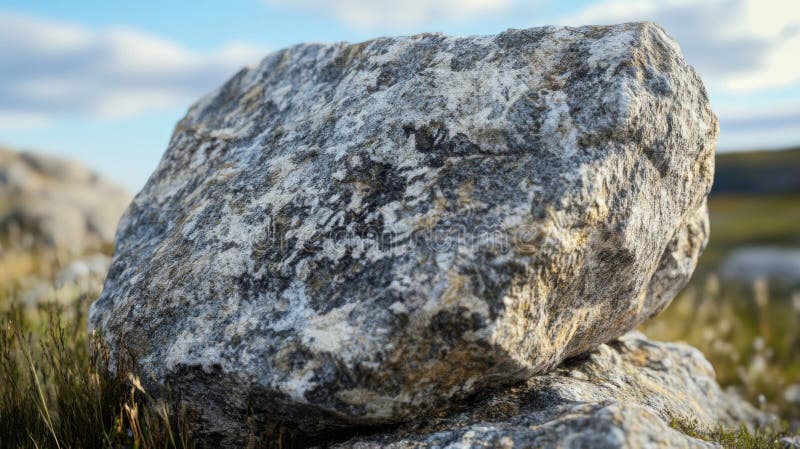 A Close-Up of a Large, Grey, Weathered Rock Stock Illustration ...