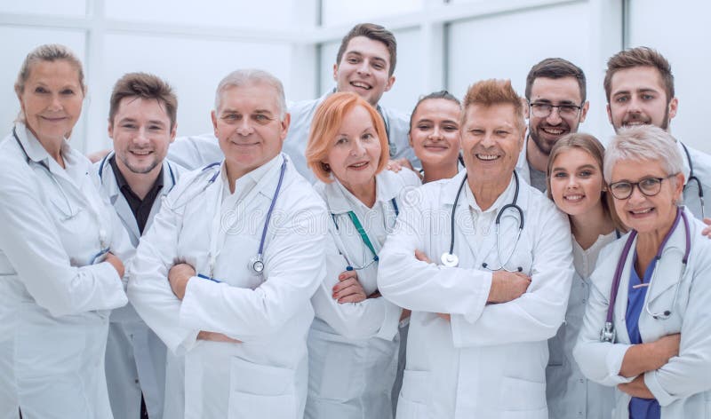 Close Up. Large Group of Doctors Standing Together Stock Photo - Image ...