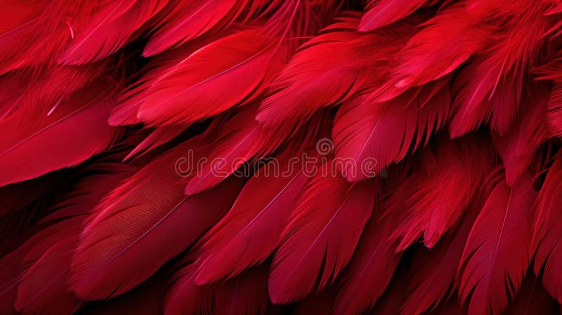 A Close Up of a Large Group of Red Feathers, AI Stock Image - Image of ...