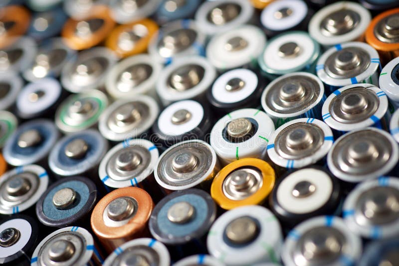 Closeup of a Set Small Batteries Stock Photo - Image of equipment, life ...