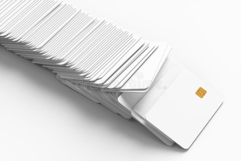 Close-up of a Large Group of White Credit Cards on a White Background ...