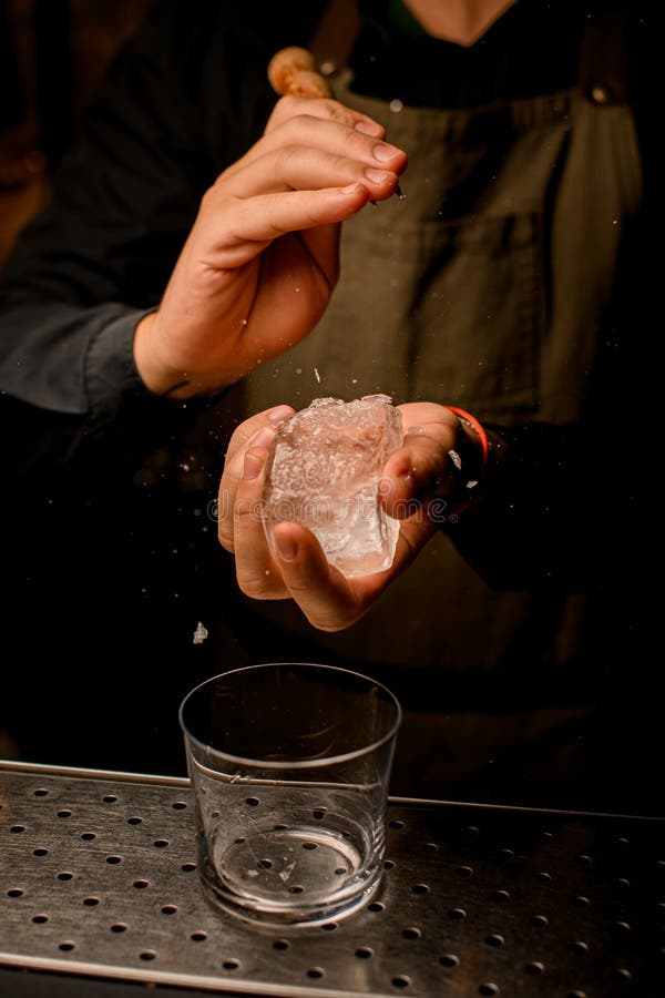 Close-up of a Large Ice Cube in the Hands of Man Stock Image - Image of ...