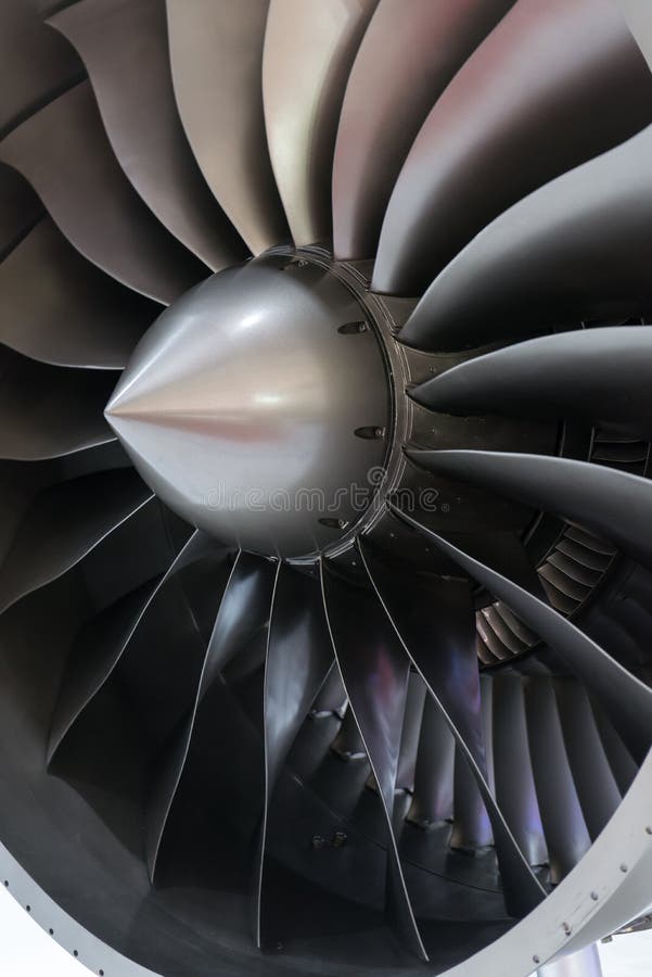 Close-up of a Large Jet Engine Turbine Blades Stock Photo - Image of ...