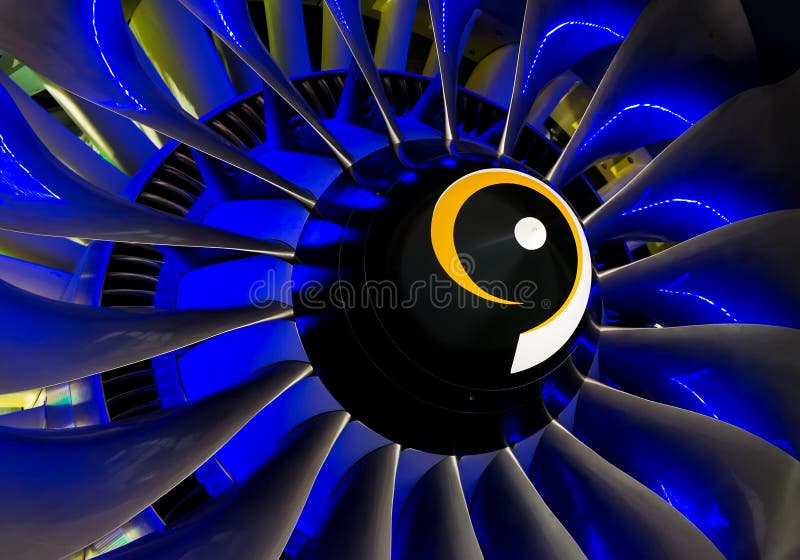 Close-up of a Large Jet Engine Turbine Blades Stock Photo - Image of ...