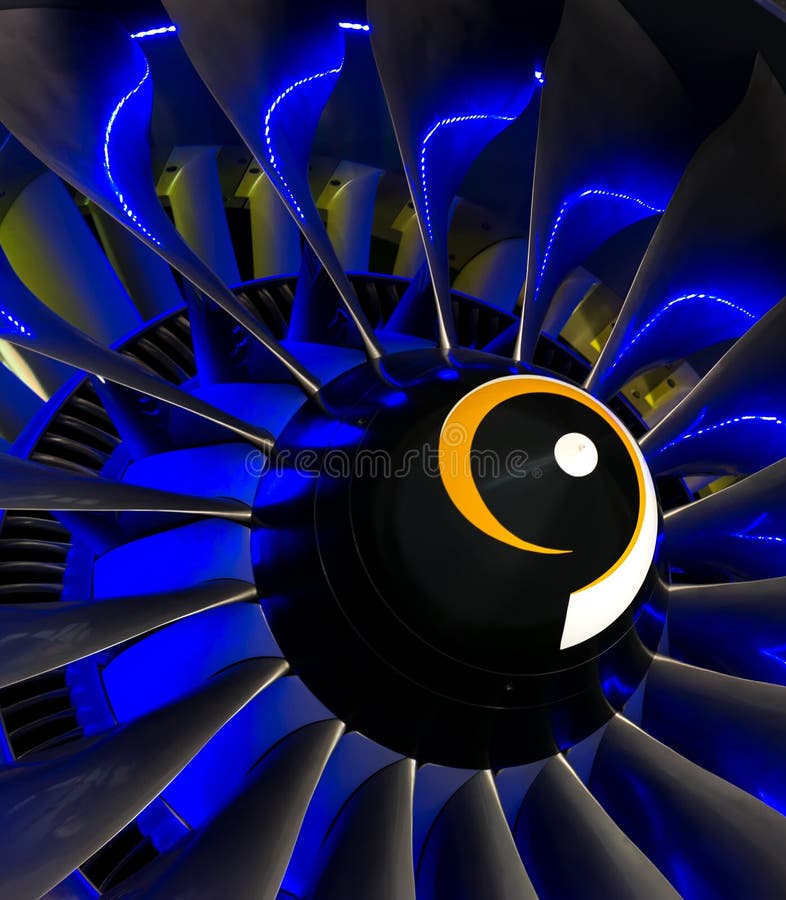 Close-up of a Large Jet Engine Turbine Blades Stock Photo - Image of ...