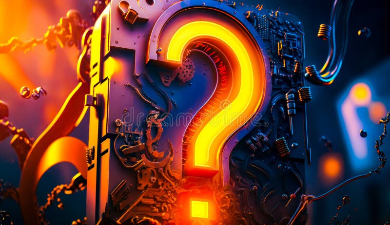 Close Up of Large Metal Object with Question Mark on it. Generative AI ...