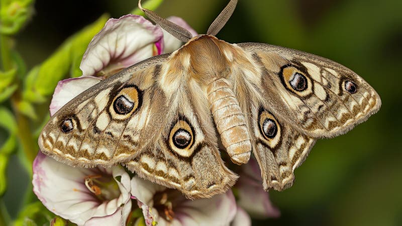 Close-up of a Large Moth with Intricate Wing Patterns Resting on ...