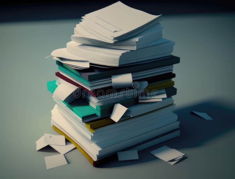 A Close Up of a Large Pile of Data and Documents in an Office. AI ...