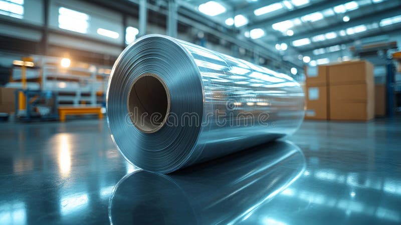 Close-up of a Large Plastic Roll Stock Photo - Image of packaging ...