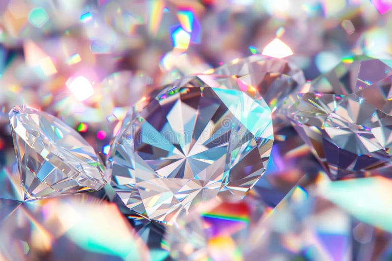 Close-up of a Large Shining Diamonds on a Colourful Bokeh Brilliant ...