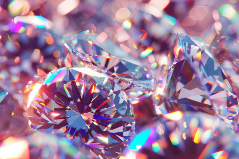 Close-up of a Large Shining Diamonds on a Colourful Bokeh Brilliant ...