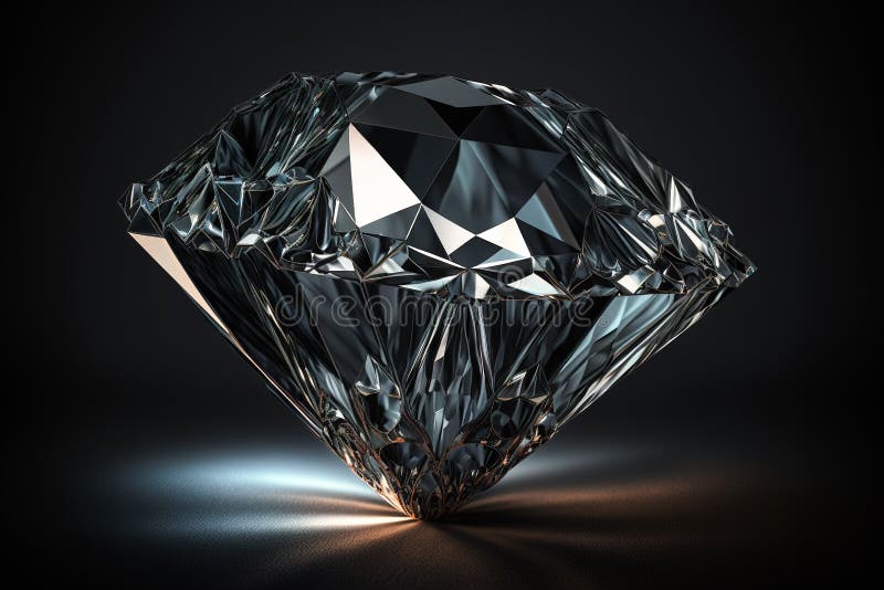 Close-up of a Large Shiny Diamond, Black Background. Stock Image ...