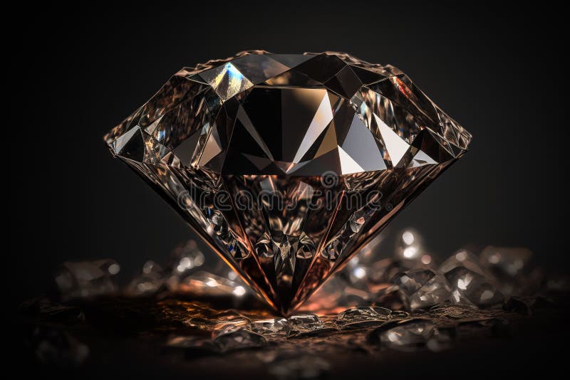 Close-up of a Large Shiny Diamond, Black Background. Stock Photo ...