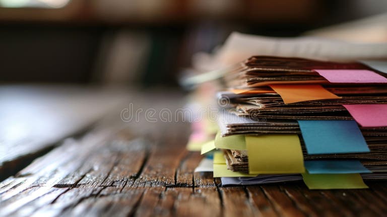 Close-up of a Large Stack of Worn and Tattered Files or Folders with ...