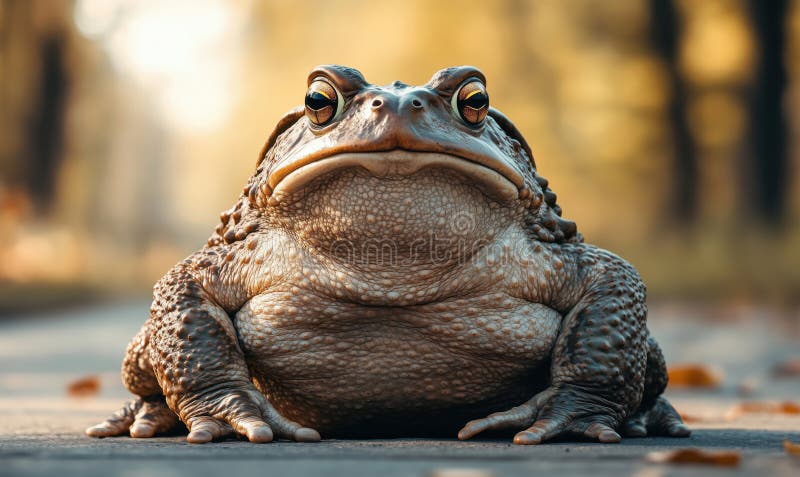 Close-up of a Large Toad in a Serene Outdoor Setting during Golden Hour ...