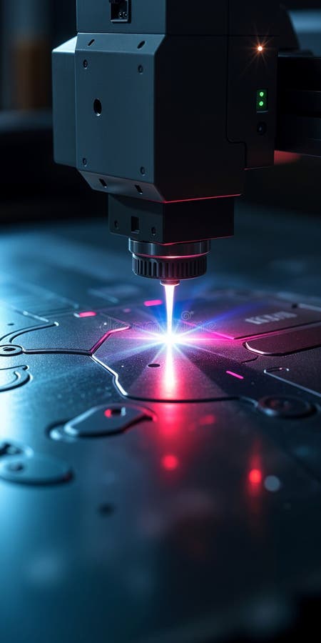 Close-Up of Laser Engraving Machine in Action Stock Illustration ...
