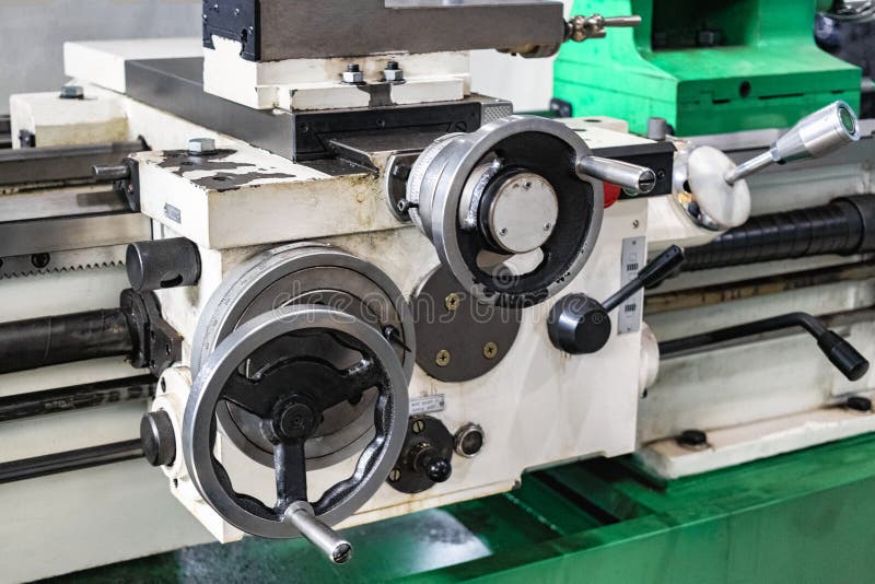 Close-up of Lathe Controls. Processing of Metal Products on a Modern ...