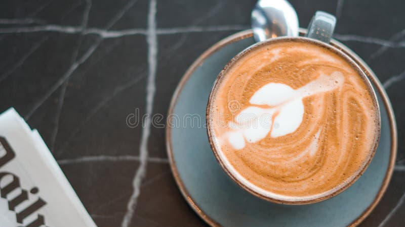 Close-up of a Latte with a Beautiful Pattern, Showcasing Creamy Coffee ...