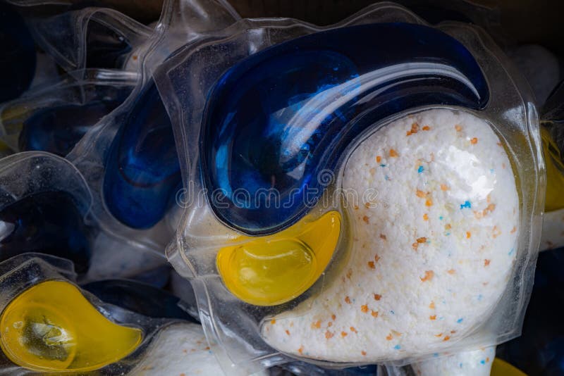 Close-up of a Laundry Detergent Pod in a Washing Machine Drawer Stock ...