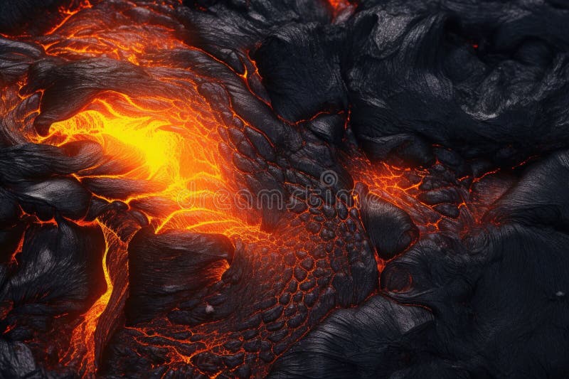 Close Up of a Lava Flow of Volcano. Generative AI Stock Illustration ...