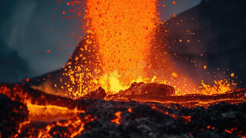 Close-up Lava-spewing Volcano Stock Photo - Image of national, cloud ...