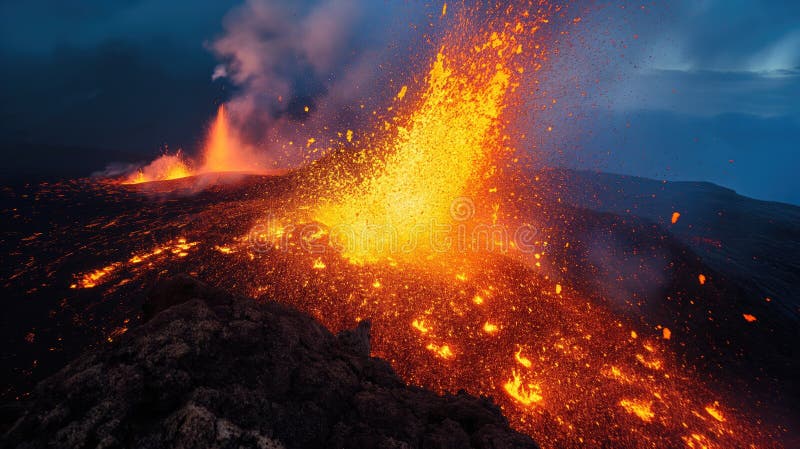 Close-up Lava-spewing Volcano Stock Photo - Image of explosion ...