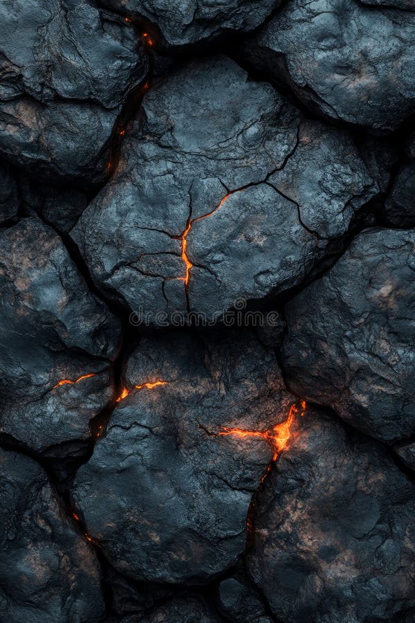 Close Up, Lava Texture Abstract Background, Fire in Cracked Rock after ...