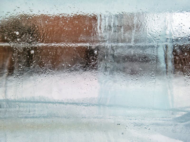 Ice Layer on Brown Brick Wall Stock Photo - Image of cold, blank: 268380334