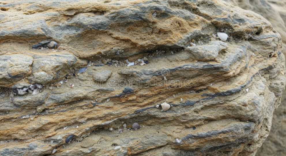 Close-Up of Layered Beach Rock Texture Stock Illustration ...