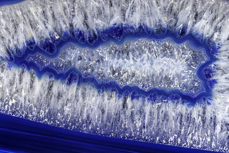 Close Up on a Layered Blue Geode Stock Photo - Image of white, macro ...