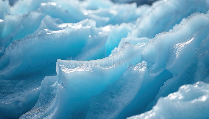 Close-up Layered Blue Glacier Surface. Abstract Ice Crystal Pattern ...