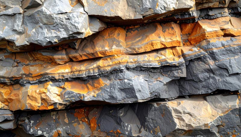 Close Up of Layered Sedimentary Rock with Brown and Gray Strata Texture ...