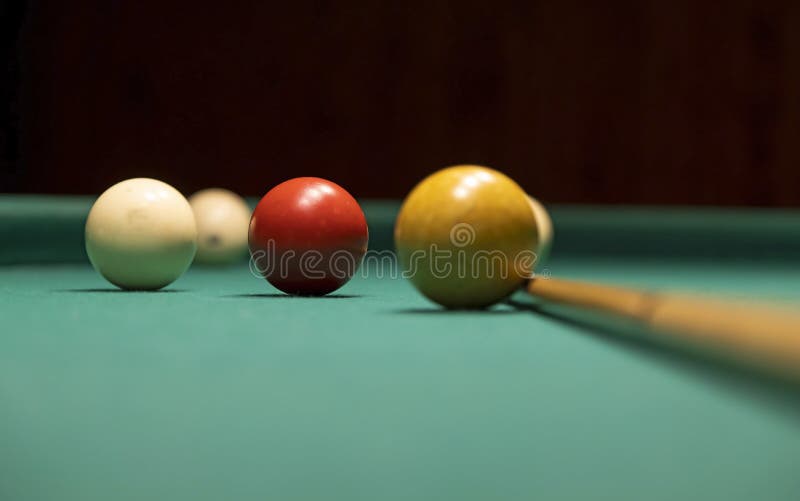 Close-up of the Layers and Cue for Playing Billiards. Stock Image ...