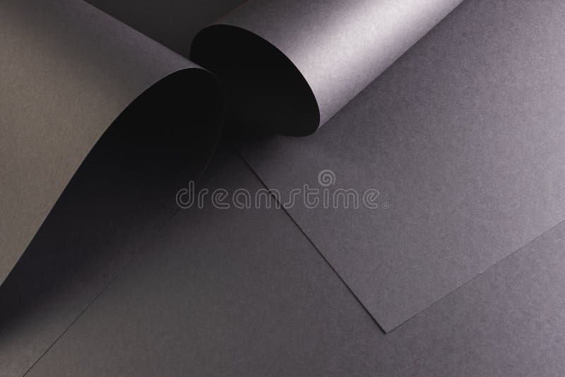 Close Up of Layers of Pieces of Black Paper with Copy Space on Black ...