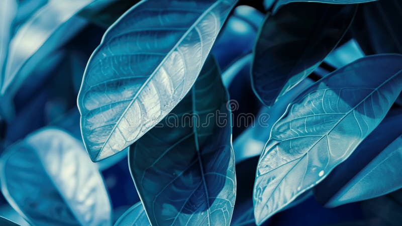 A Close Up of a Leaf with a Blue Hue Stock Footage - Video of calming ...