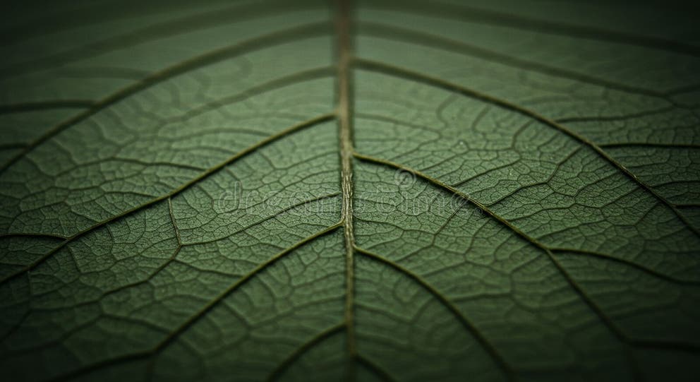 Close-up of a Leaf Displaying a Complex Network of Veins. the Central ...