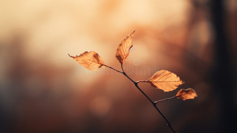 A Close Up of a Leaf on the End of a Branch, AI Stock Illustration ...