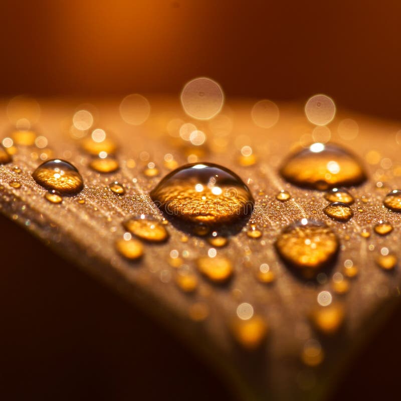 Close-up of a Leaf Surface with Multiple Water Droplets, Featuring ...