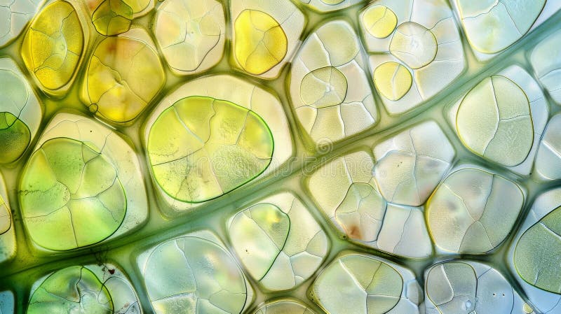 A Close-up of a Leaf Under a Microscope. the Leaf Surface is Covered in ...