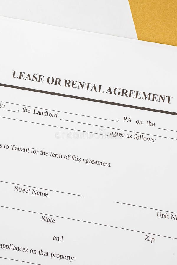 Lease or Rental Agreement Paper Stock Image - Image of lease, housing ...