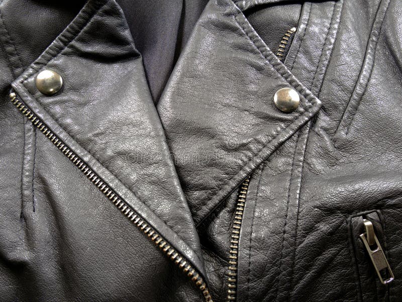 Close up leather jacket stock image. Image of dark, seam - 62954983